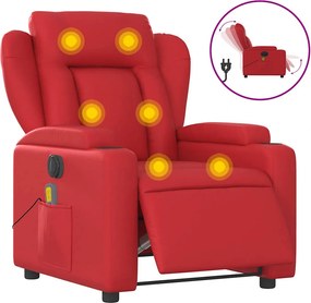 Elektrické masážní polohovací křeslo červené umělá kůže 3204542