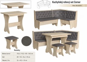 Jídelní rohový set Corner dub sonoma / Malmo