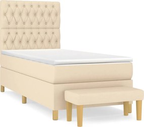 Box spring postel s matrací krémová 100 x 200 cm textil 3137378