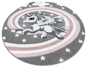Dywany Łuszczów, Dětský kusový koberec Petit Pony grey kruh, 120x120 (průměr) kruh, růžová, dětský pokoj