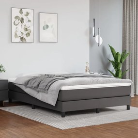 Box spring postel s matrací šedá 140x200 cm umělá kůže - Default Title