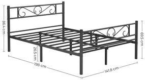 Kovová manželská postel 140 cm RMB063B01