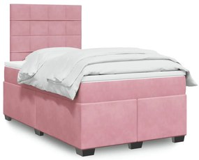 Box spring postel s matrací růžová 120 x 200 cm samet 3293187
