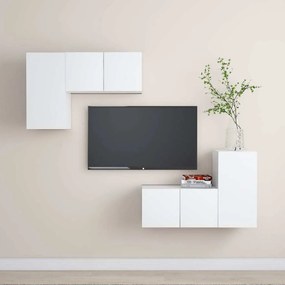 vidaXL 4dílný set TV skříněk kompozitní dřevo [3078688] Barva: Bílá