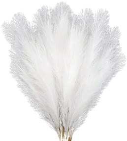 Camerazar Dekorativní sada 10ks umělé trávy pampas, bílá, vysoká 60cm