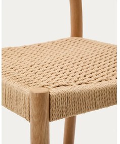 Barová židle z dubového dřeva v přírodní barvě (výška sedáku 65 cm) Yalia – Kave Home