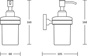 Aqualine Aqualine, SAMBA dávkovač mýdla 150ml, mléčné sklo, černá, SB219