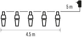 LED světelný párty/vánoční řetěz 10x kužel čirá, 4,5 m, venkovní i vnitřní, studená bílá