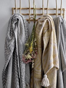 Bloomingville Přehoz z recyklované bavlny Grey 160 x 130 cm, béžová barva, šedá barva, textil
