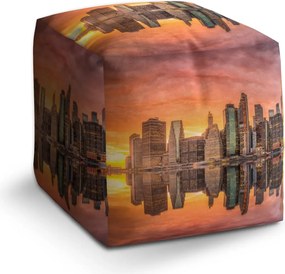 Sablio Taburet Cube New York Západ slunce - 60x60x60 cm
