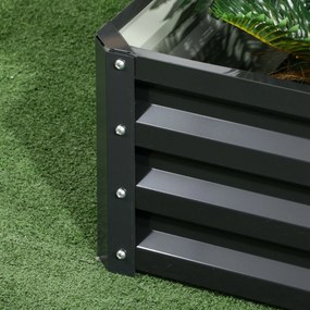 Outsunny 2-vrstvý městský zahradní květináč venkovní ocelová rostlinná krabička s designem schodů pro pěstování léčivých rostlin bylin květin pro ter…