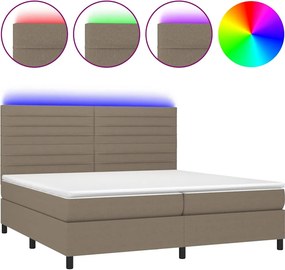 Box spring postel s matrací a LED taupe 200x200 cm textil 3134985