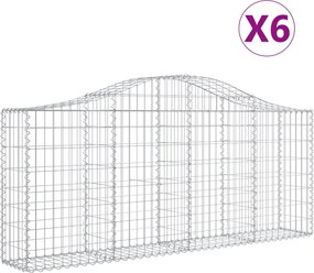 Klenuté gabionové koše 6 ks 200x30x80/100 cm pozinkované železo 3145413
