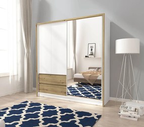 Šatní skříň SARA 200 Bílá + dub artisan