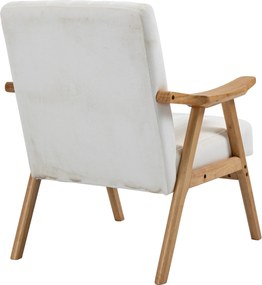 HOMCOM čalouněné křeslo lounge chair v sametovém vzhledu s područkami, design Scandi, krémová, 68x74x82cm