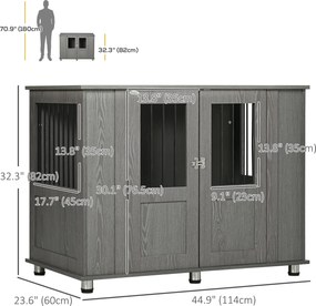 PawHut klec pro psa, klec pro domácí mazlíčky, psí bouda se zámkem, magnetická dvířka, okno, psí bouda, box pro extra velké psy, šedá| Aosom