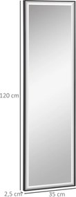 HOMCOM Nástěnné Zrcadlo 120L x 35W cm - Nátěr proti rozbití, Dodávaný instalační systém - Rám z černé hliníkové slitiny