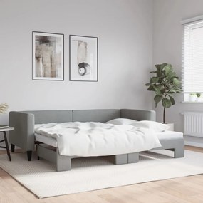 Válenda s přistýlkou světle šedá 90 x 190 cm textil 3196588
