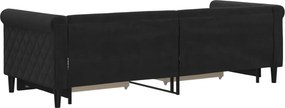 Válenda s přistýlkou a zásuvkami černá 80 x 200 cm samet 3197816