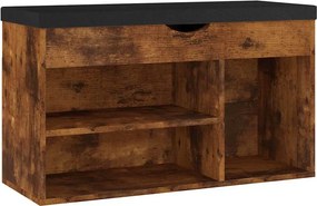 Lavice s botníkem a poduškou kouřový dub 80x30x47 cm kompozit 326767