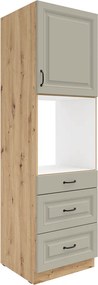STILO ac | vysoká skříňka 60 DPS-210 3S 1F na vestavnou troubu | 60 cm | UNI dvířka | artisan/světle šedá