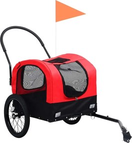 vidaXL Vozík pro psa za kolo a na běhání 2 v 1 modrý a černý [92437] Barva: Červeno-černá
