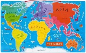 JANOD Magnetická mapa světa v angličtině / Nástěnná mapa / 92 dílků /