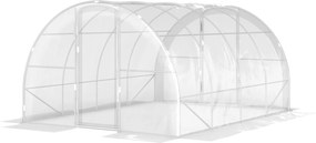 Outsunny Zeleninový Tunelový Skleník 4x3x2m s 2 Dveřmi a Pokrytím PE 150g/m², Pozinkovaný Ocelový Rám a Kulatá Střecha pro Pěstování Rostlin a Květin