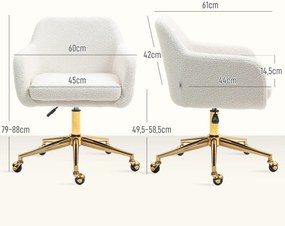 HOMCOM Kancelářská židle, výškově nastavitelná pracovní židle, relaxační židle se ocelovým rámem, otočná židle s sametovým vzhledem, pro kancelář, st…