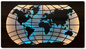 Li-Go "Mapa světa rovnoběžky" světelný RGBW obraz 230V 125x74cm provedení povrchu: dub