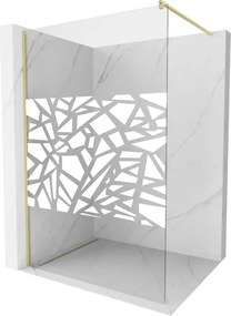 Mexen Kioto, sprchová zástěna Walk-In 80 x 200 cm, 8mm čiré sklo bílý vzor, ​​zlatý matný profil, 800-080-101-55-85