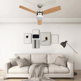 vidaXL Stropní ventilátor světlo a dálkový ovladač 108 cm světle hnědý [51491] Barva: světle hnědá