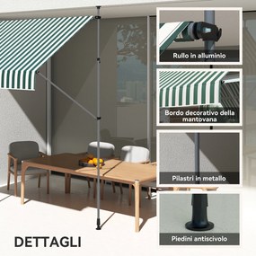 Outsunny Sluneční Markýza 2x1,2 m s Výsuvným Ramem, Zahradní Sluneční Plachta s Hliníkovým Rámem a Polyesterem 180g/㎡, pro Zahradu, Balkon a Terasu, …