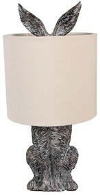 Hnědobílá stolní lampa králík s béžovým stínidlem Konijn – 20x43 cm