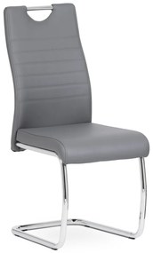 AUTRONIC Jídelní židle koženka šedá / chrom