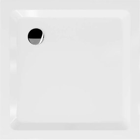 Mexen SLIM - Čtvercová sprchová vanička 70x70x5cm + chromový sifon, chromový bílá, 40107070