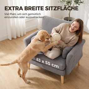 HOMCOM široké čalouněné křeslo s taštičkovými pružinami, tmavě šedé