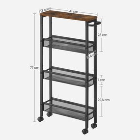 Pojízdný kuchyňský vozík Vasagle Compi 41 cm hnědý/černý