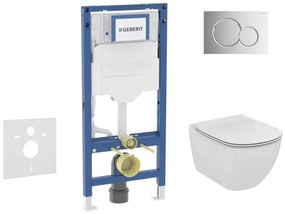 Geberit Duofix - Set předstěnové instalace, klozetu Tesi a sedátka softclose, tlačítko Sigma01, lesklý chrom SANI11CD1133