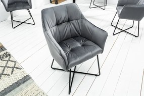 Chair Loft sametově stříbrně šedá s područkou/ 42472