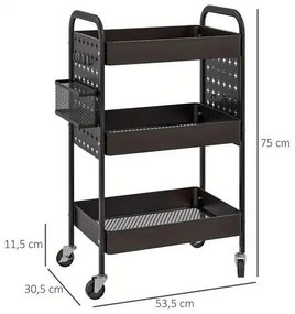 Servírovací stolek, kolečka, kov, černá, NoBi MALTA