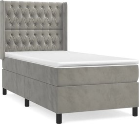 Box spring postel s matrací světle šedá 90x200 cm samet 3132837