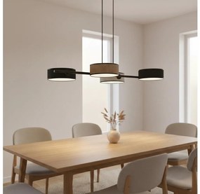 Lustr na lanku DRUMZ 4xE14/10W/230V černá/hnědá/šedá