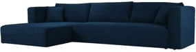 OnaDnes -20% Královsky modrá rohová rozkládací pohovka MICADONI Diego 340 cm, levá