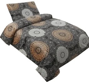 Jahu 3-dílné ložní povlečení Nelson / 240 g/m² / mikroplyš / 2 ks 70 x 90 cm / 220 x 200 cm / 100 % polyester / černá / hnědá