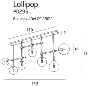 Moderní stropní světlo LOLLIPOP P0295