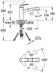 Grohe Eurodisc Cosmopolitan - Páková dřezová baterie, chrom 32257002