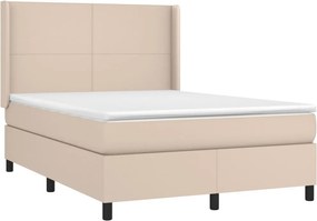 Box spring postel matrace a LED cappuccino 140x200cm umělá kůže 3139270