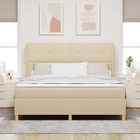 Postel s boxspringem s čelo Krémová 200 x 180 cm textil 3340772