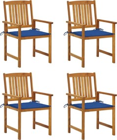 vidaXL Zahradní židle s poduškami 4 ks masivní akáciové dřevo [3061186] Barva: Královská modř
